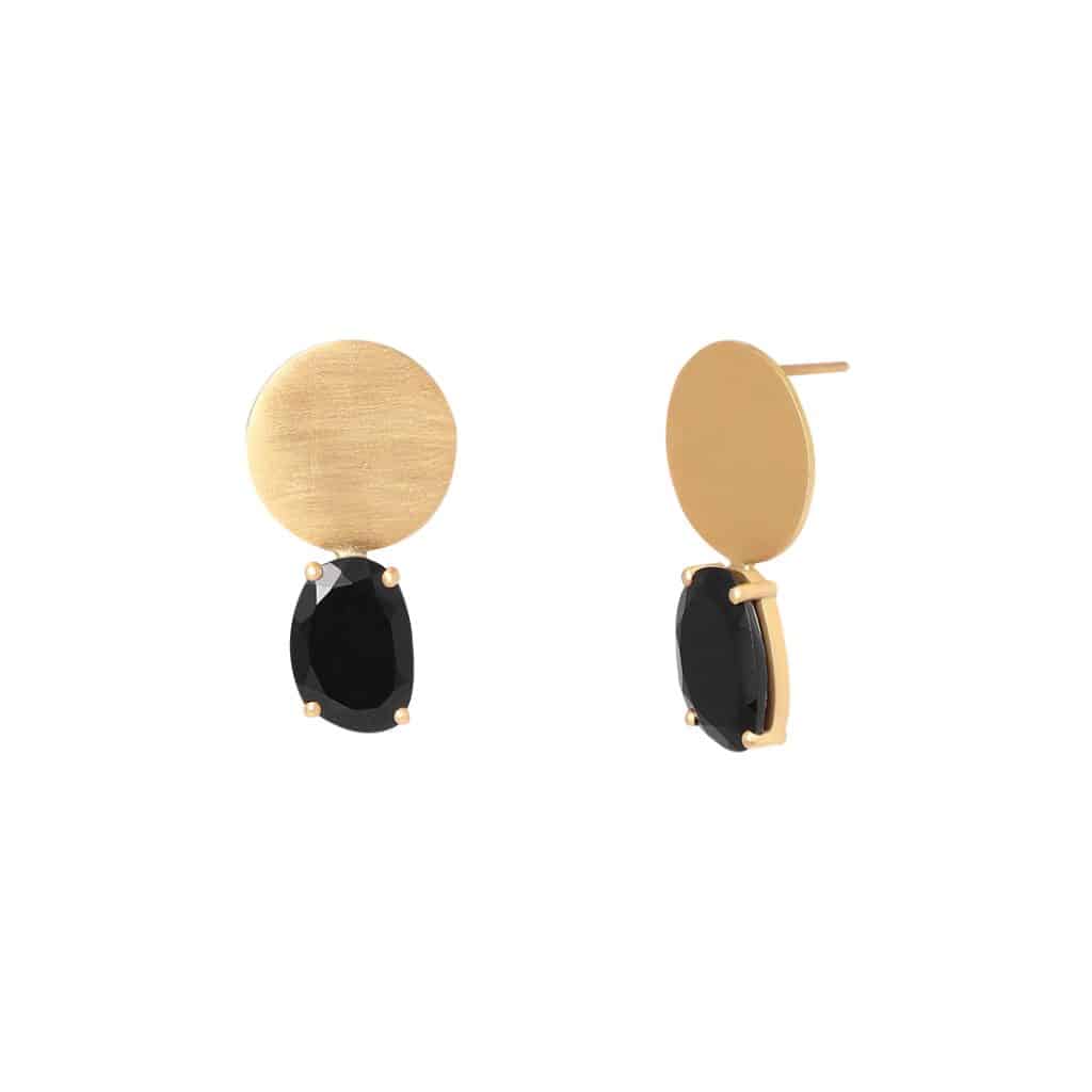 Black stone drop earrings store